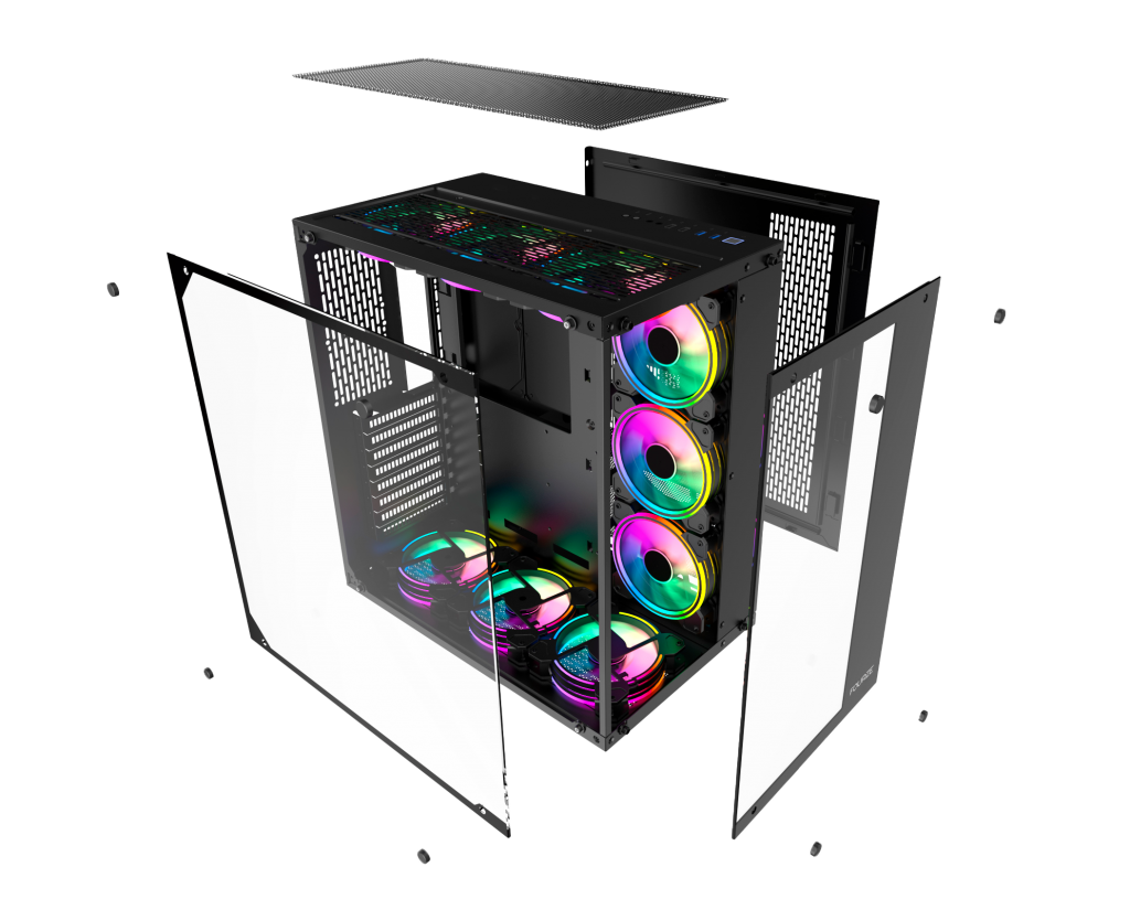 FOURZE T900 ATX gaming kabinet med RGB blæsere - Køb her