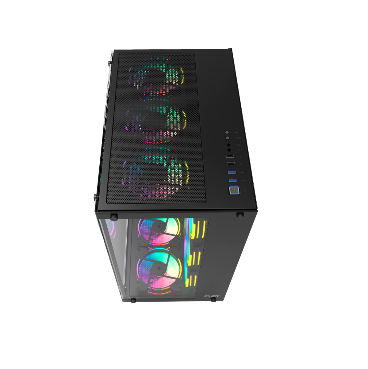 FOURZE T900 ATX gaming kabinet med RGB blæsere - Køb her